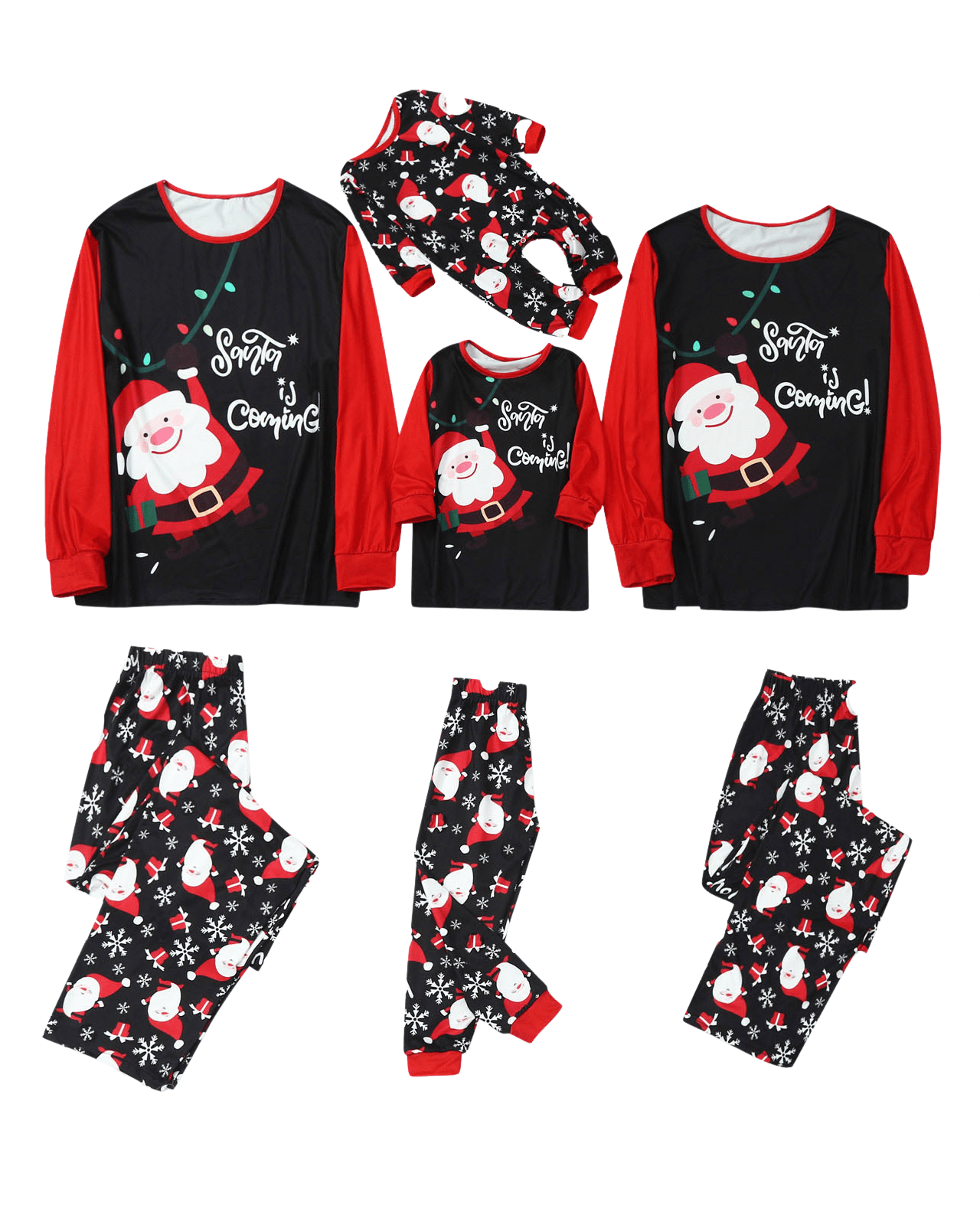 Matching Christmas pyjamas, Santa is Coming, black and red - The ...