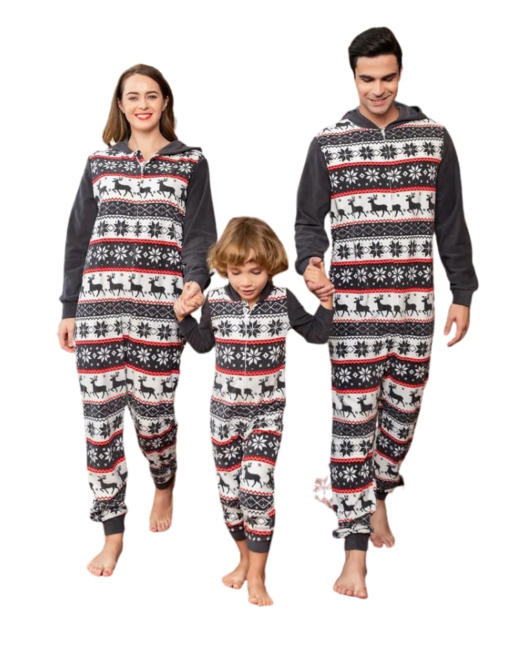 Christmas pyjama suit with grey winter pattern - The Christmas Fabric