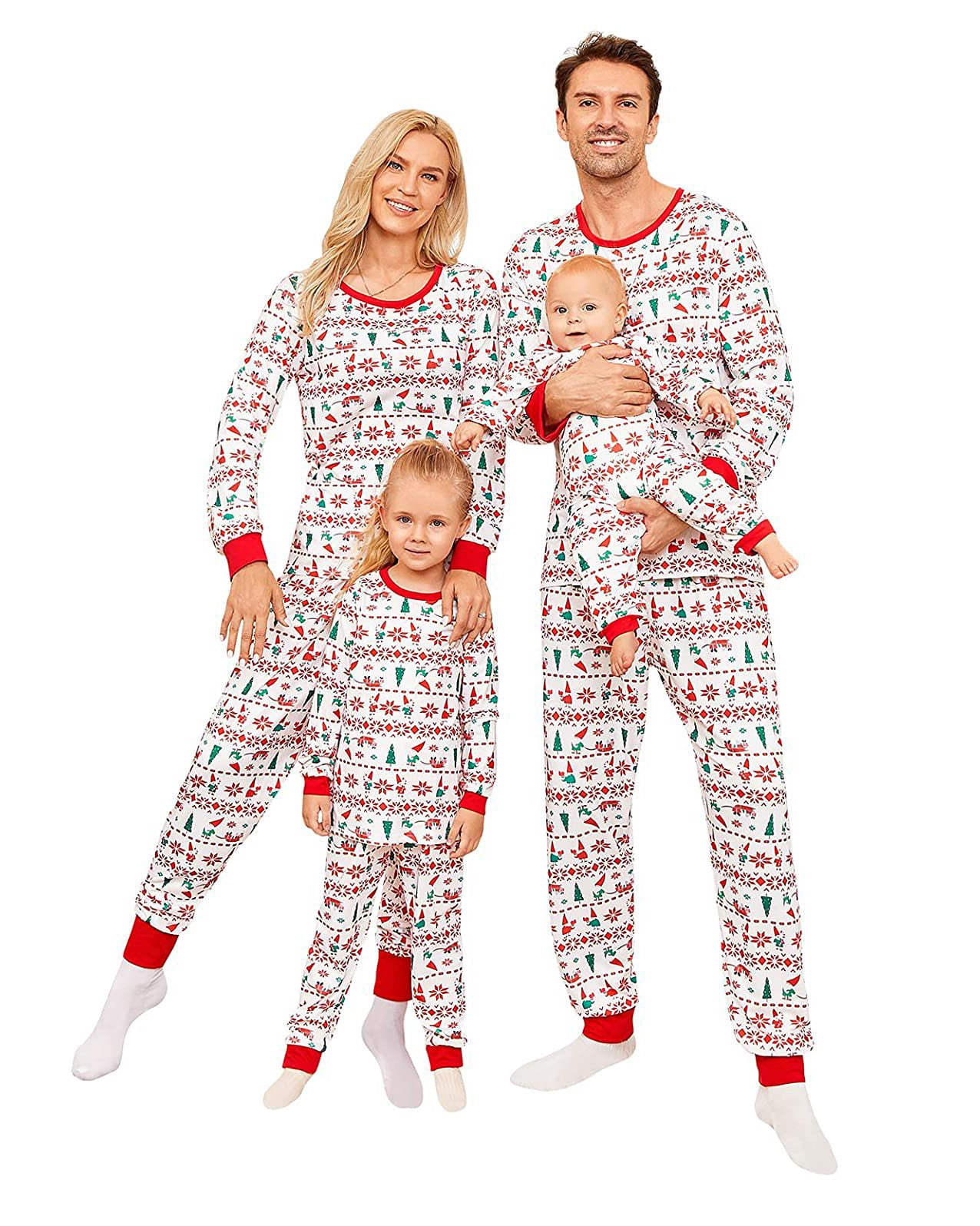 Christmas pyjamas winter with modern design, white - The Christmas Fabric