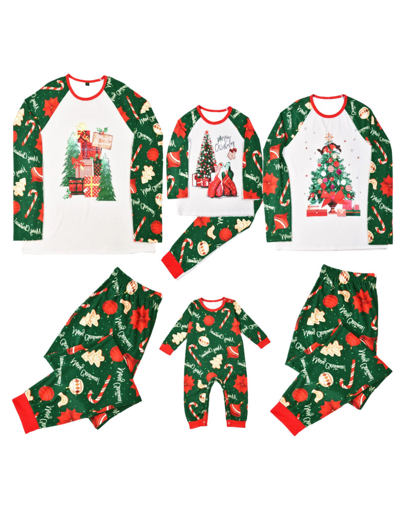 Family Christmas pyjamas The tree full of gifts - The Christmas Fabric